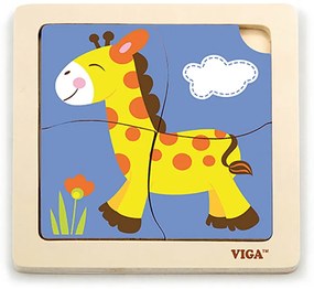 Dřevěné puzzle pro nejmenší Viga 4 ks Žirafa