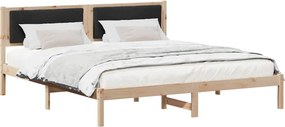Rám postele s čelo Černá 200 x 200 cm Masivní borové dřevo 3394230