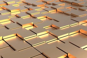 DIMEX | Samolepicí vliesová fototapeta na zeď Zlaté abstraktní kostky MA-5-2608 | 375 x 250 cm | zlatá, růžová