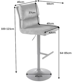 Designová barová otočná židle Frank tmavě šedý samet