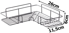 Verk Group Půdní rohová koupelnová sprchová polička závěsný hák černá