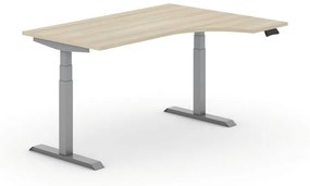B2B Partner Výškově nastavitelný stůl PRIMO ADAPT, elektrický, 1600x1200x625-1275 mm, ergonomický pravý, dub, šedá podnož