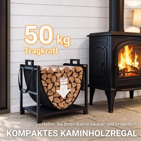 Outsunny Dřevník 47,5 x 33 x 44 cm zvýšený stojan na dřevo s plátěnou taškou až 50 kg do interiéru i exteriéru