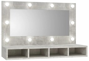 Zrcadlová skříňka s LED betonově šedá 90 x 31,5 x 62 cm - Default Title
