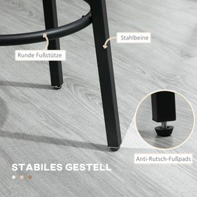 HOMCOM Barová židle, Sada 2 barových židlí s opěrkou na nohy, Barová židle se steelovým rámem, Stolička v industriálním designu, Kuchyňská židle do j…