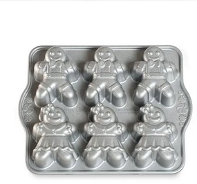 Nordic Ware minibábovkový plát s 6 formičkami Gingerbread Kids, stříbrná 4,5 cup, 86948