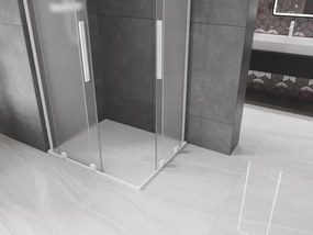 Mexen Velar L Duo, sprchový kout s posuvnými dveřmi 100 x 90 cm, 8mm sklo námraza, bílá matná, 871-100-090-02-33-20