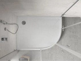 Mexen Flow+ polokruhový asymetrický sprchový kout levý 90 x 80 cm, bílý lesk - 46Q108090LH