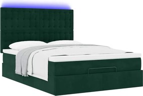 Osmanský rám postele s matracemi tmavě zelená 140x190cm samet 3314465