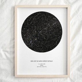 Jen tak z lásky Hvězdná mapa Vašeho životního okamžiku Rozměr plakátu: 30 × 40 cm (tištěný plakát), Barva pozadí: Les, Volba rámu: Bez rámu