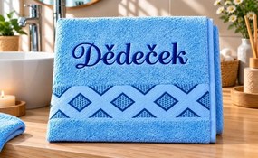 Bellatex Froté ručník kolekce Diamant s výšivkou Dědeček 50x100 cm Dědeček Modrá
