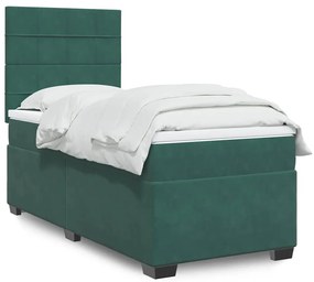Box spring postel s matrací tmavě zelená 100x200 cm samet 3293137