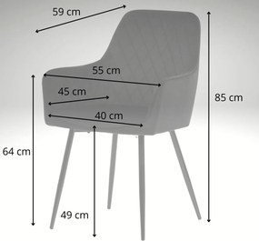 Vikio Jídelní set pro 6 osob 180x90 cm soft dub noha X černá židle s područkami VJS228-6C