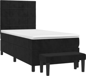 Box spring postel s matrací černá 90x200 cm samet 3137823