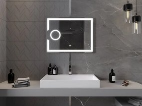 Mexen Onyx podsvícené koupelnové zrcadlo s kosmetickým zrcátkem 80 x 60 cm, LED 6000K, proti mlžení - 9813-080-060-611-00