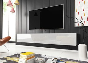 TV stolek Lancome, 180, bílá/bílý lesk s LED osvětlením