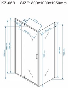 BPS-koupelny Obdélníkový sprchový kout HYD-OK06B 100x80 černá/transparent - bez vaničky