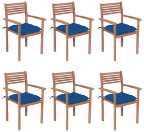 Stohovatelné zahradní židle s poduškami 6 ks masivní teak,  3072597
