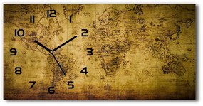 Wallmuralia Skleněné hodiny na stěnu Stará mapa světa 60x30 cm