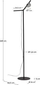 Černá LED stmívatelná stojací lampa (výška 160 cm) Orey – Kave Home
