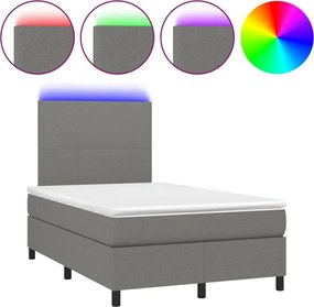 vidaXL Box spring postel s matrací a LED 120 x 200 cm textil [3134702] Barva: Tmavě šedá
