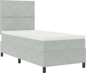 Postel s boxspringem s polštářem Světle šedá 90 x 190 cm samet 3339866