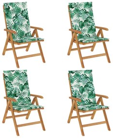 Polohovací zahradní židle s poduškami 4 ks masivní teak,  3196475
