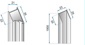 Rea - MOLIER magnetický profil pro sprchové dveře 190cm, černá, REA-K6395