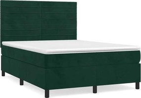 Box spring postel s matrací tmavě zelená 140x200 cm samet 3143088