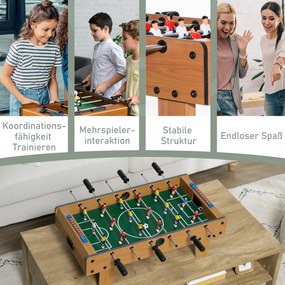 HOMCOM Stolní fotbálek pro děti od 6 let, dřevěná fotbalová hra se 2 míči, 6 úchyty, 2 ukazateli skóre a 18 hráči, 69x36,5x22 cm, přirozené