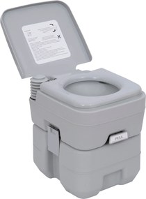 Outsunny Campingová toaleta, 20 L přenosné WC, Camping WC s flush a odpady, suchá toaleta pro kempování, turistiku, cestování, rybaření, plast, šedá |