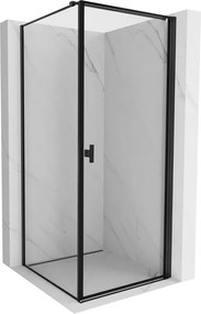 Mexen Mist-B, 1-křídlý ​​výklopný sprchový kout, pravý, 70 x 70 cm, čiré sklo-černý rám, 8A2T-070-070-70-70-P