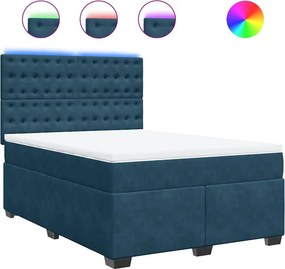 Box spring postel s matrací modrá 140 x 190 cm samet 3293222