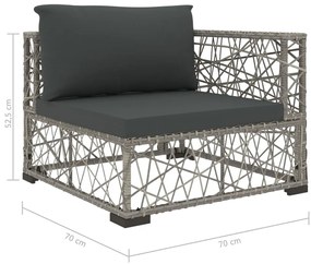 vidaXL Marketos 10dílná zahradní sedací souprava s poduškami polyratan šedá