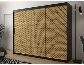 Šatní skříň s posuvnými dveřmi Ratintu 1 250 cm, Úložný prostor: ne, Barva: černá / dub artisan + černá