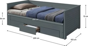 Rozkládací postel 90/180x200, šedá, GORETA Kondela 0000252394