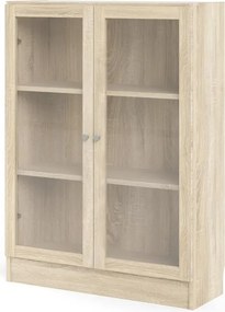 Skříň Bask 79 x 28,3 x 107,2 cm, dveře sklo, dub sonoma