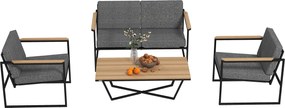 Zahradní nábytek Outsunny pro 4 osoby - Odolný balkonový set s 2 místnou pohovkou, 2 židlemi, polstrováním a stolkem - Venku ideální sedací souprava p