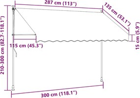 Ručně zatahovací markýza 300 cm oranžovo-hnědá 145838