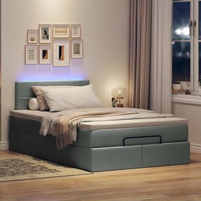Osmanská postel s matrací &amp; LED tmavě šedá 120x190 cm látka 3312292