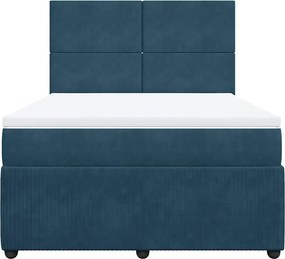 Box spring postel s matrací tmavě modrá 160x200 cm samet 3292380