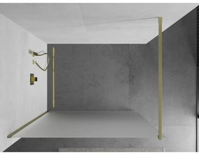 Mexen Kioto, sprchová zástěna Walk-In 100 x 200 cm, 8mm sklo námraza, zlatý matný profil, 800-100-101-55-30