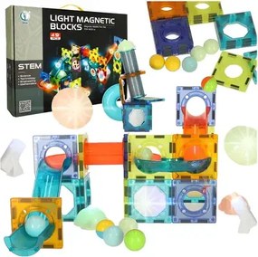 KIK Magnetická kuličková dráha 49 ks / Stavebnice / 36 bloků / se svít