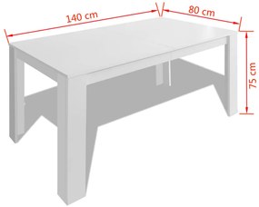 vidaXL Marketos Jídelní stůl 140 x 80 x 75 cm bílý