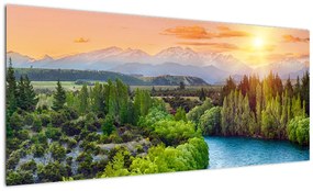 Obraz řeky pod horami (100x40cm)