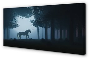Obrazy na plátně Las noc jednorožec 100x50 cm