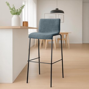 Sada 2 barových židlí Hoover látka čtyřnohá konstrukce černá konstrukce – modrá