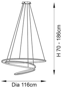 Endon 97645 - LED Stmívatelný lustr na lanku TWIRL LED/131W/230V 3000K zlatá