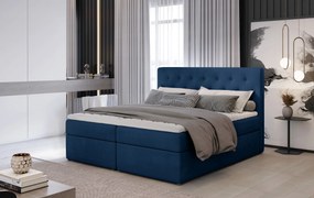 Kvalitní box spring postel Lapito 180x200, modrá Monolith