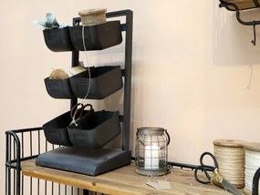 Granitová antik kovová police se 6-boxy - 27*23*57 cm